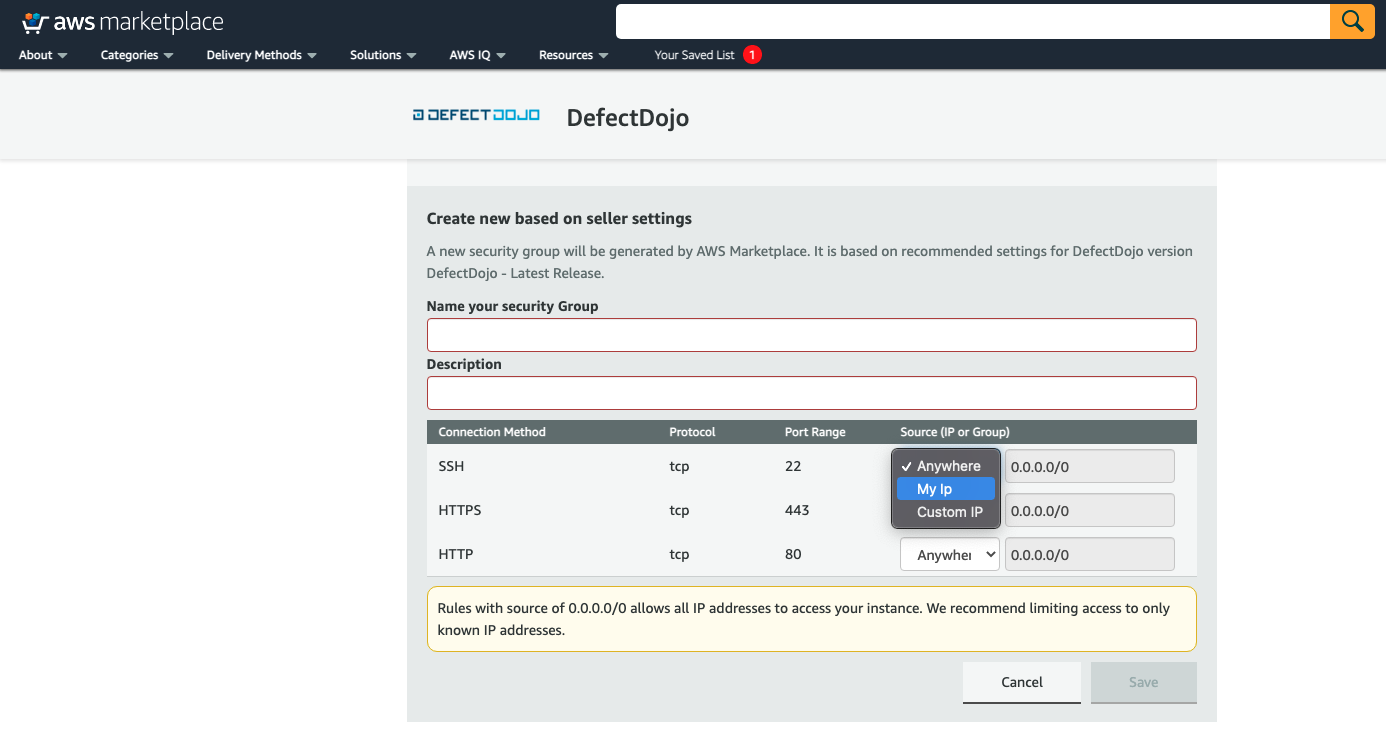 DefectDojo AWS Launch Guide - DefectDojo